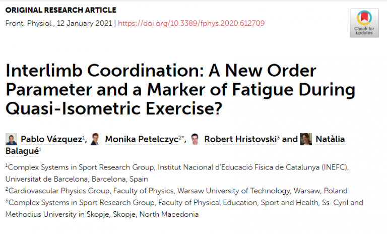 New article: Interlimb coordination: a new order parameter and marker ...